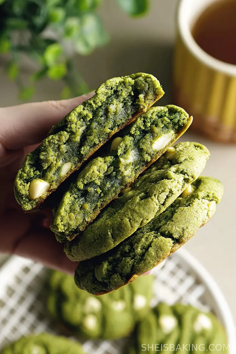 Matcha White Chocolate Cookies - She Is Baking